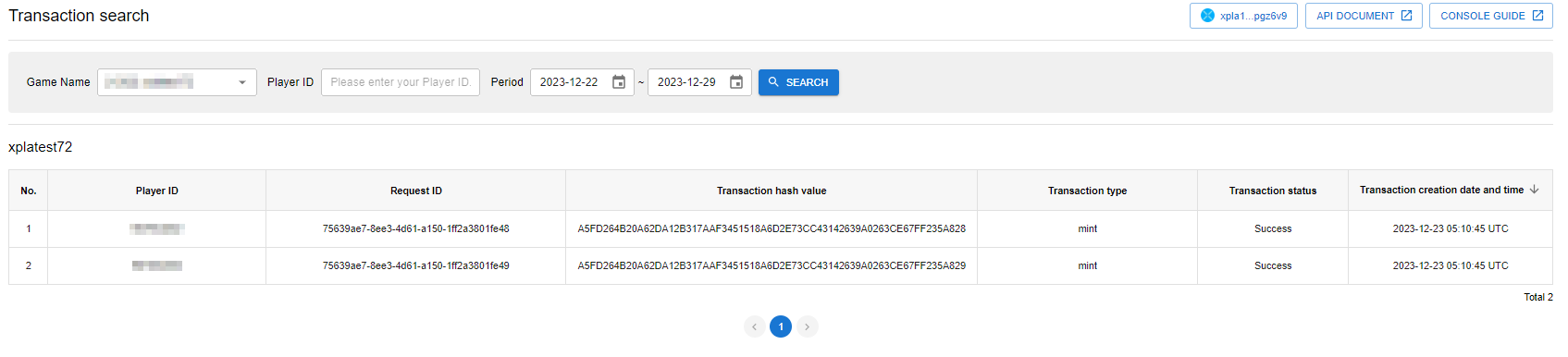 Transaction search – Developer guides